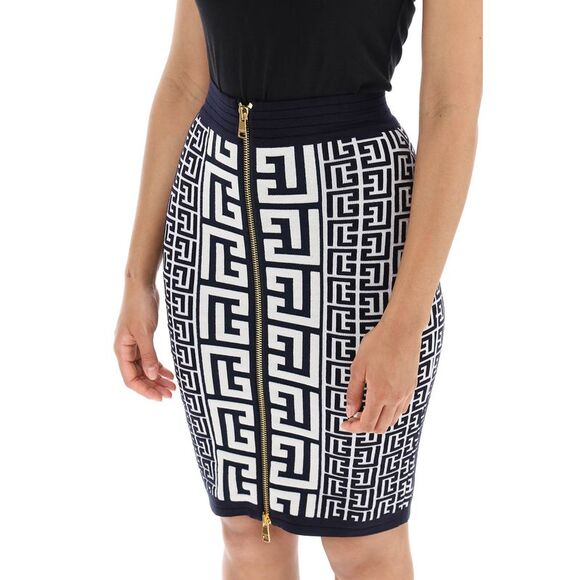 Balmain | Skirts | Balmain Pencil Skirt In Monogram Knit | Poshmark